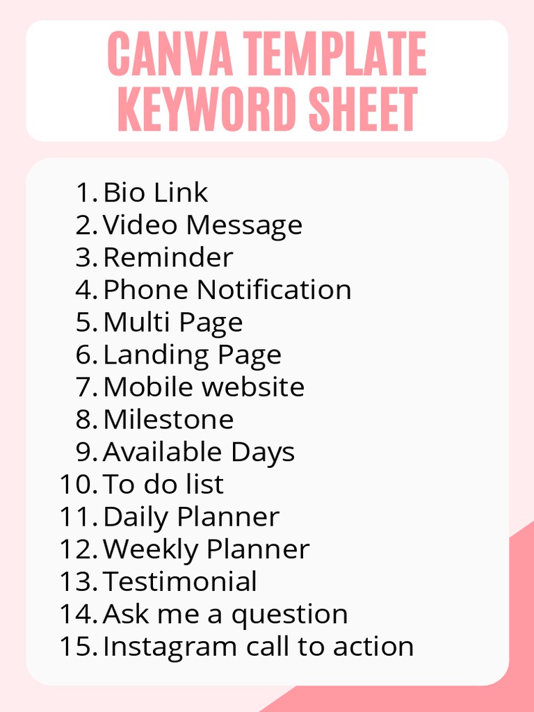 Bonus-Template Keyword Sheet | PDF | Computers