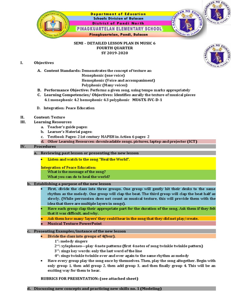 Fourth Quarter Music 6 | PDF | Learning | Songs