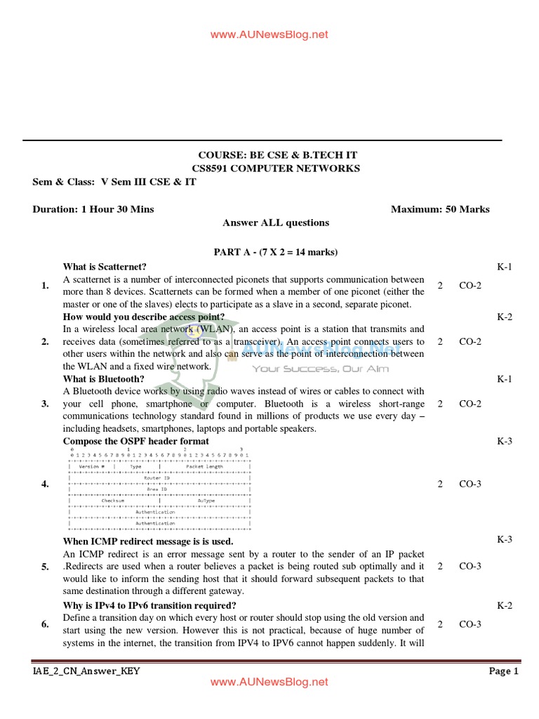 Course: Be Cse & B.Tech IT Cs8591 Computer Networks Sem & Class: V Sem ...