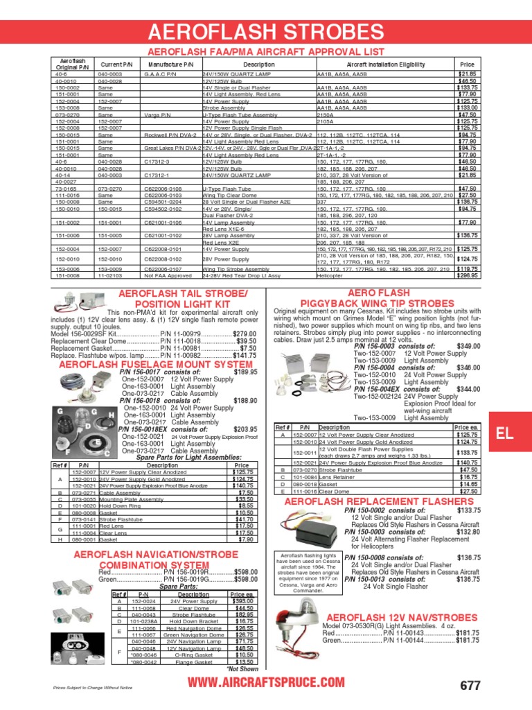 Aeroflash Strobes: CM WP ME HA AP LG EP CS IN EL AV TO PS BV | PDF ...