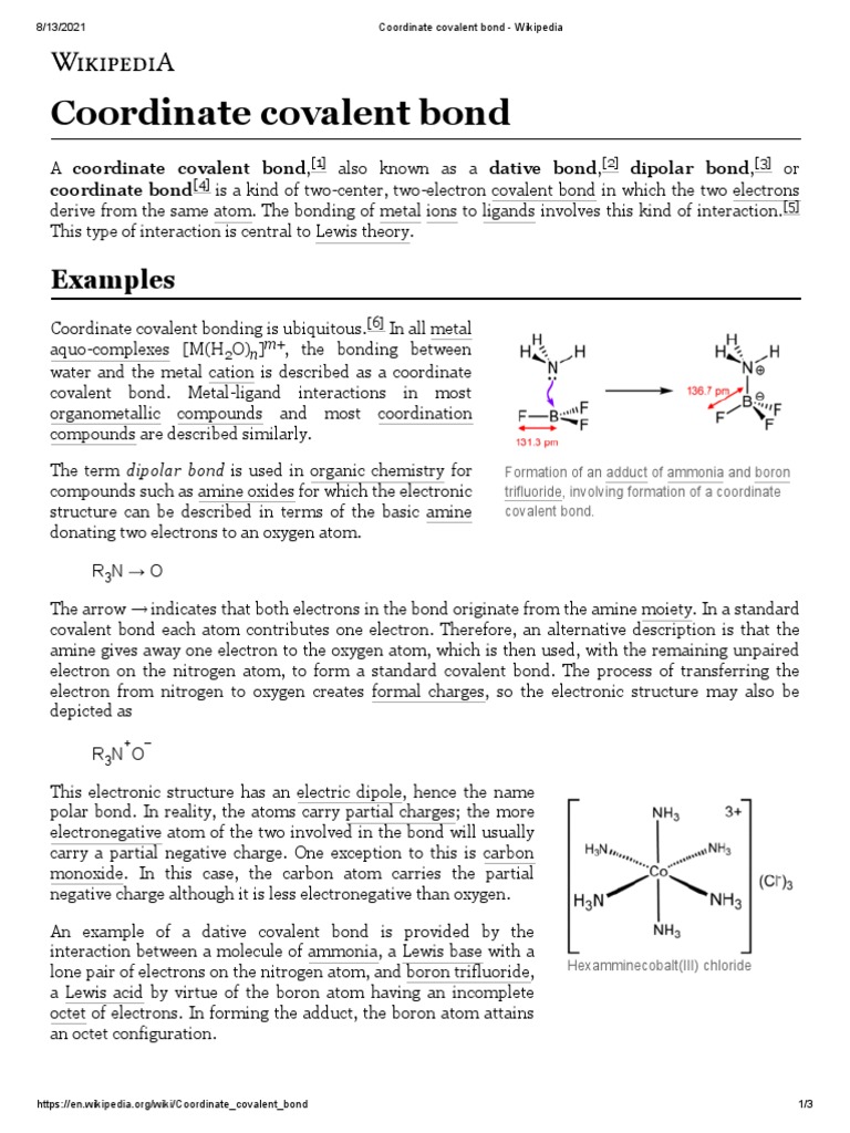 Coordinate Covalent Bond