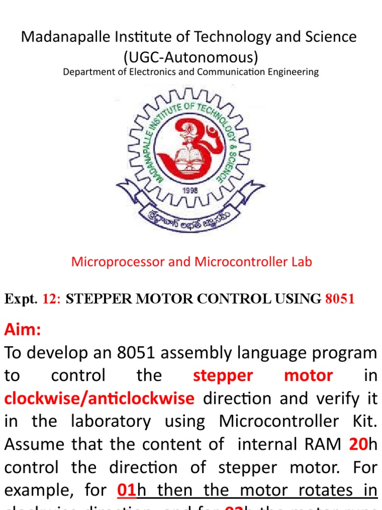 Expt 12-Stepper Motor Control Using 8051 | PDF | Electronics | Computer ...