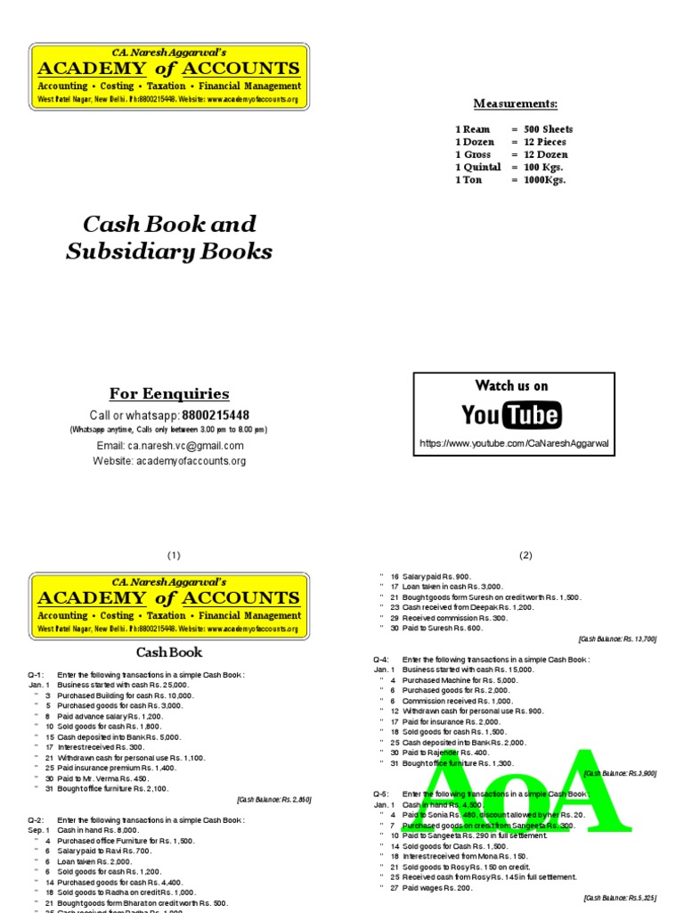 04 Cash Book and Subsidiary Books | PDF | Banks | Cheque