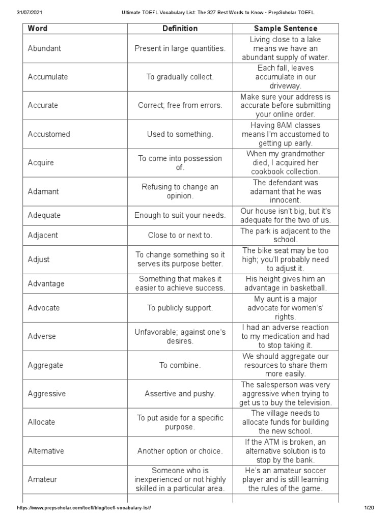 Ultimate TOEFL Vocabulary Guide | PDF | Expert