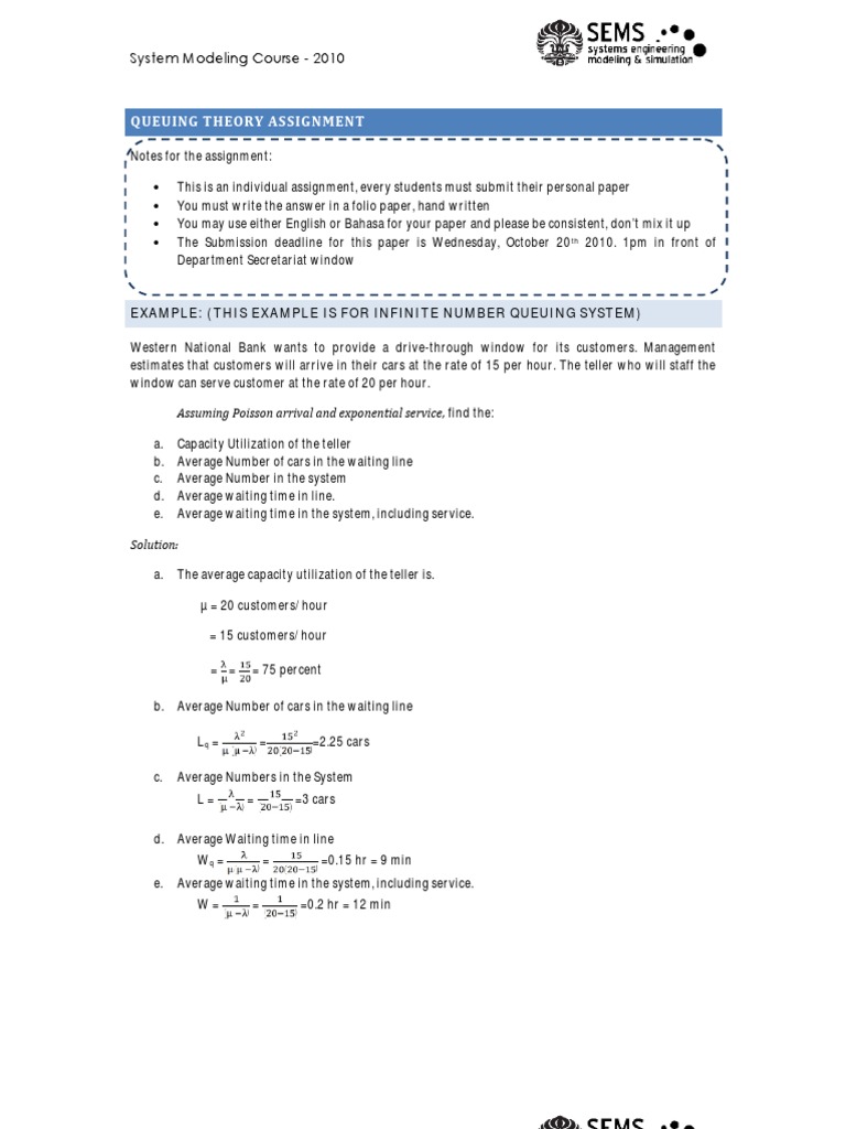 Queuing Theory Assignment 2010 Pdf Pdf Applied Mathematics