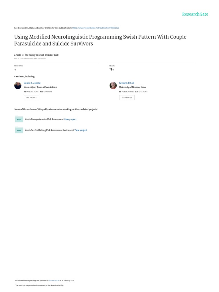 Using A Modified Neurolinguistic Programming Swish Pattern With Couple ...