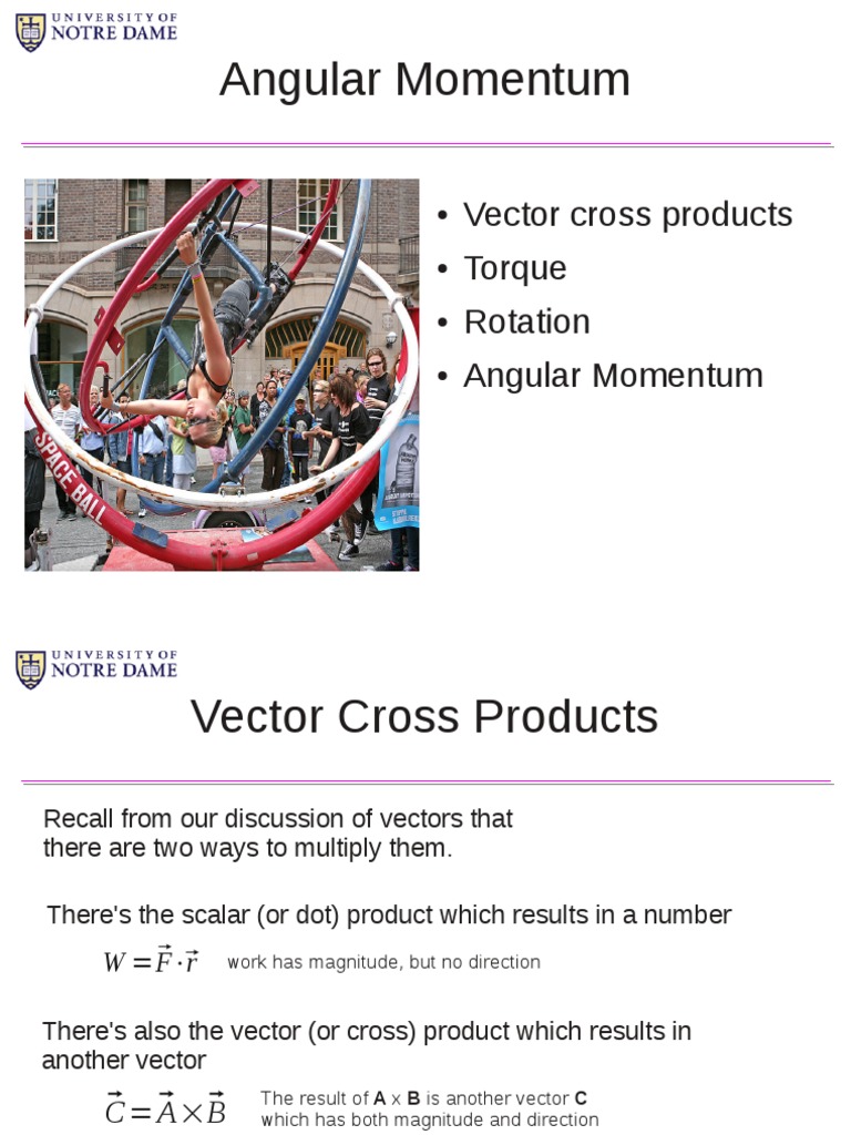 Vector Cross Products Torque Rotation Angular Momentum | PDF | Rotation Around A Fixed Axis ...