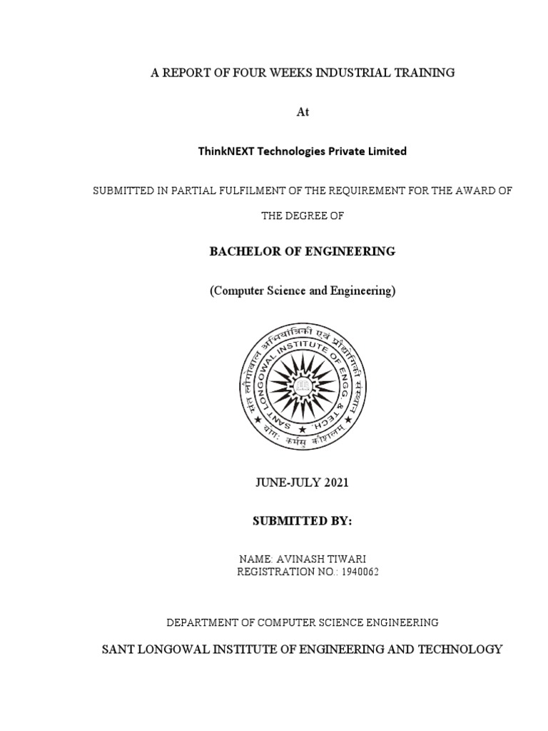 Industrial Training Report | PDF | Scripting Language | Computer Programming
