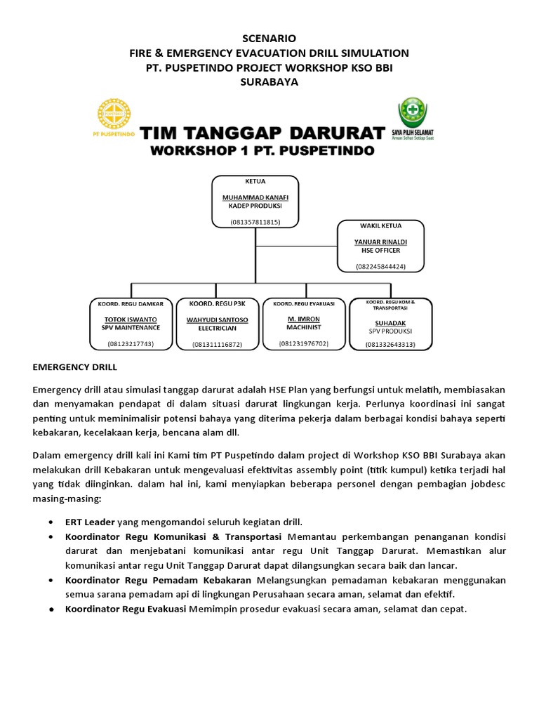 Draft Skenario Emergency Drill | PDF