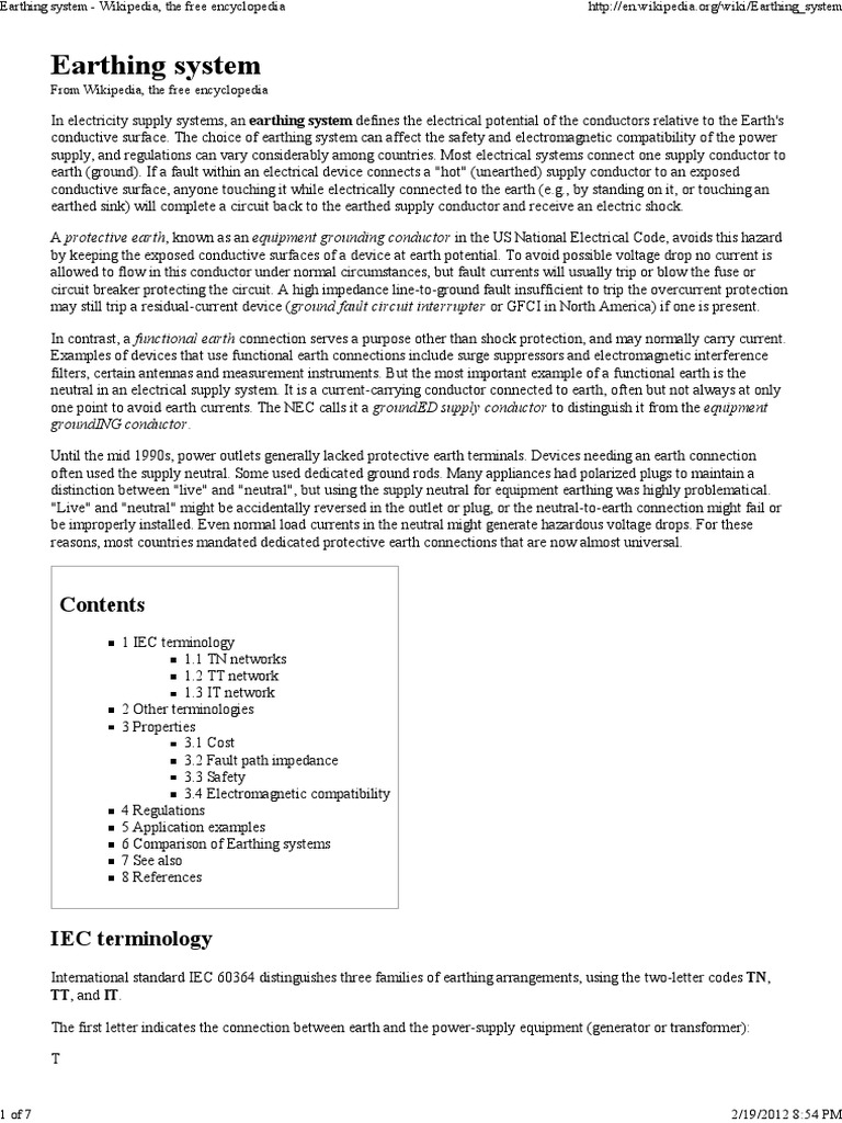 Earthing System - Wikipedia, The Free Encyclopedia | PDF | Nature | Force