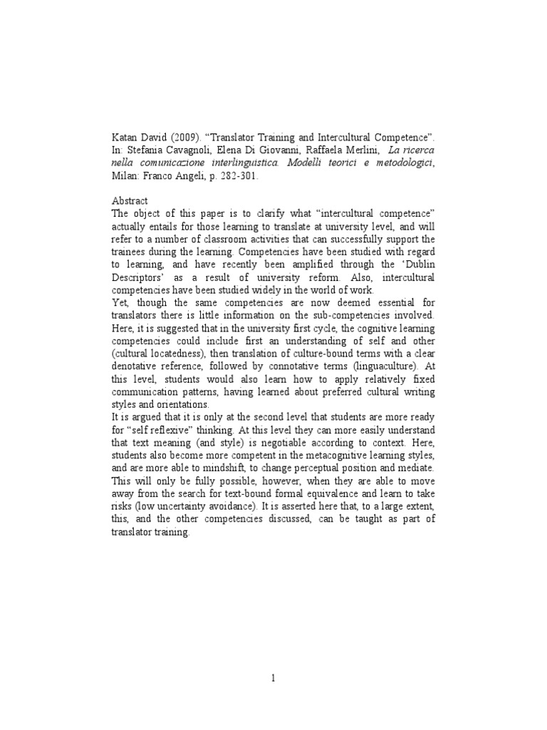 Intercultural Competence in Translator Training | PDF | Cross Cultural Communication | Translations