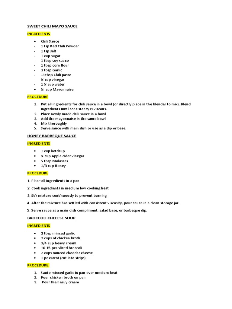 Tle Sauces and Soups Ingredients | PDF | Sauce | Cooking
