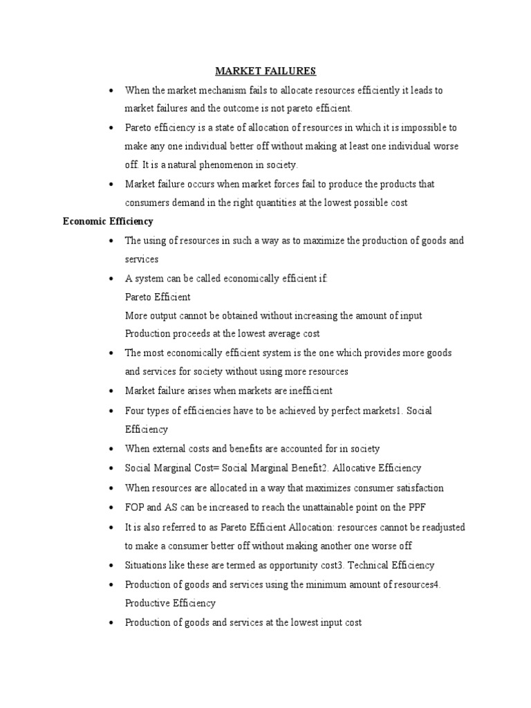 MARKET FAILURES Notes | Download Free PDF | Market Failure | Market ...