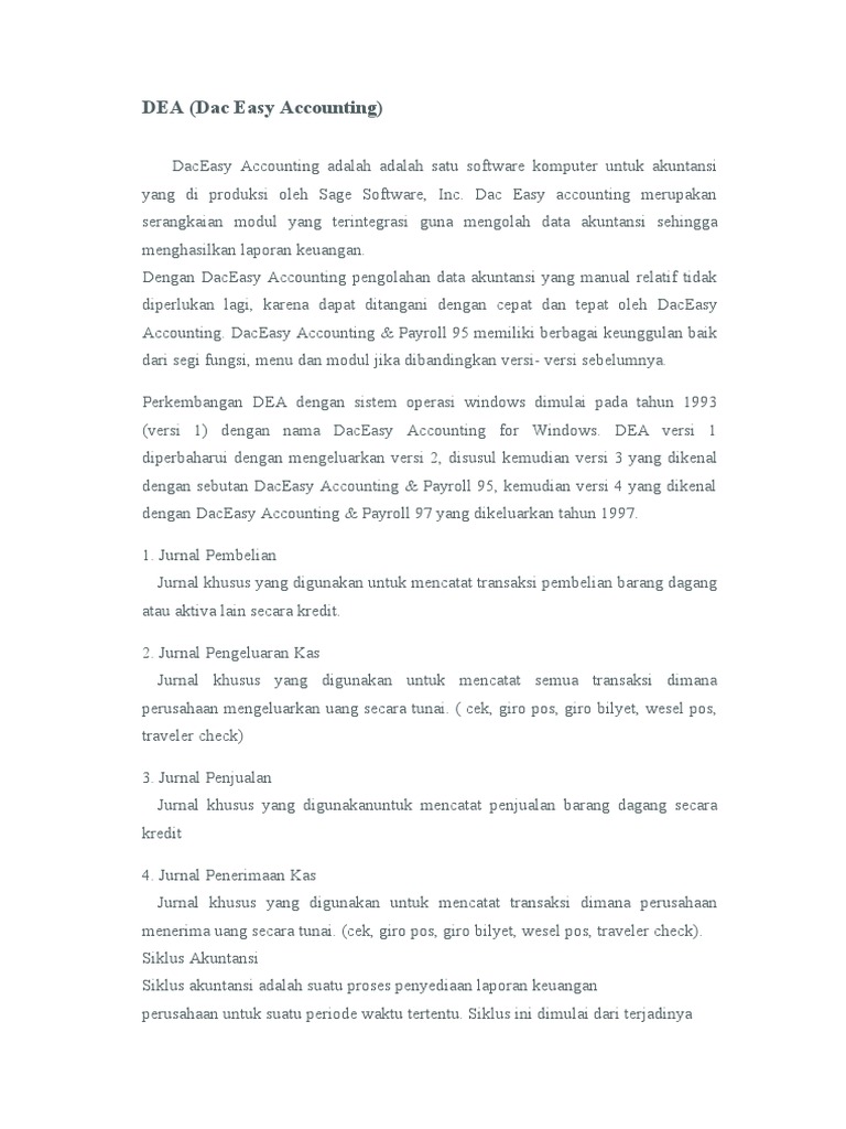 DacEasy Accounting: Fitur dan Kelebihan | PDF