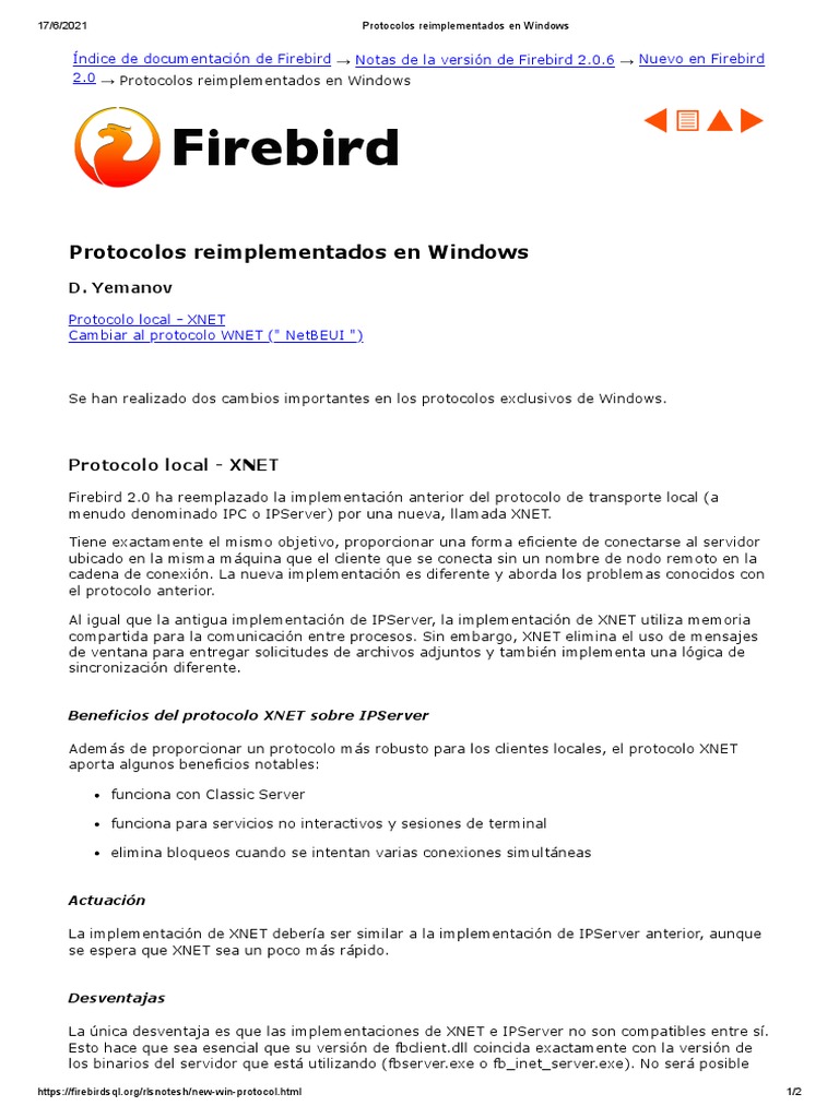 Firebird Protocolos Reimplementados en Windows | PDF | Servidor (Computación) | Software del sistema