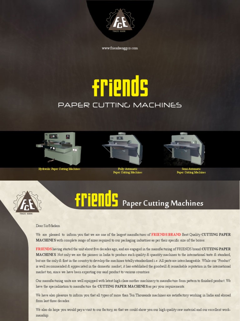 E CATALOUGE OF Paper Cutting Machines | PDF | Paper | Horsepower