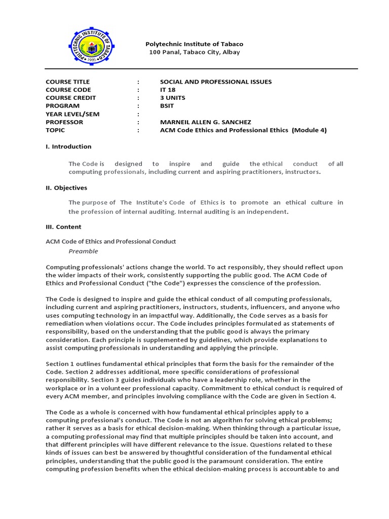 IT 18 - Social and Professional Issues Module 4 | PDF | Competence ...