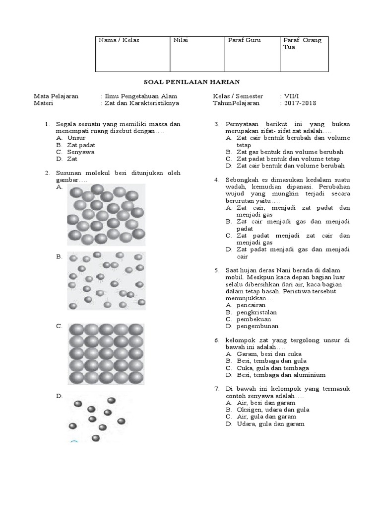 Soal Uh Bab 3 Zat Dan Karakteristiknya Pdf