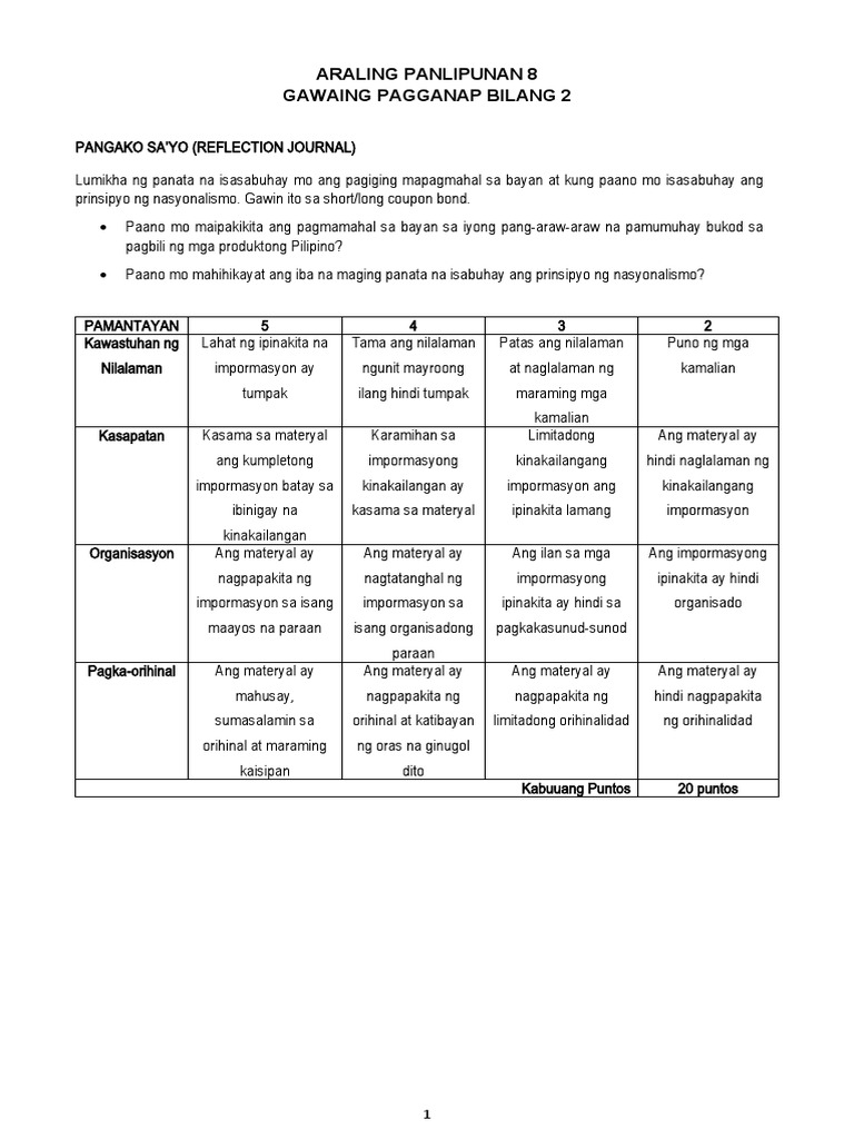 Ap8 - Performance Task 2 - Week 8 - Q3 | PDF