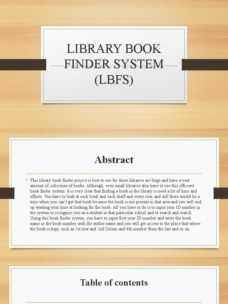 Library Book Finder System (LBFS) | PDF | Libraries | Books