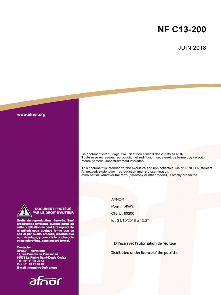 NF C13-200 (2018) | PDF