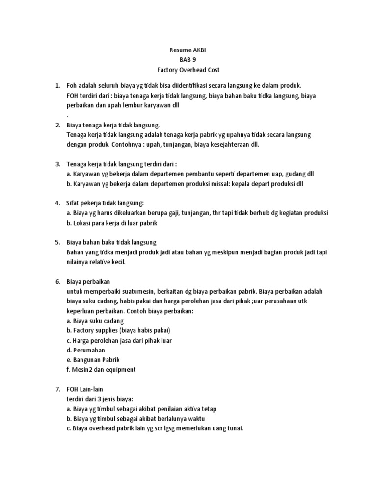 Resume Akbi Bab 9 Foh | PDF | Teknologi & Rekayasa