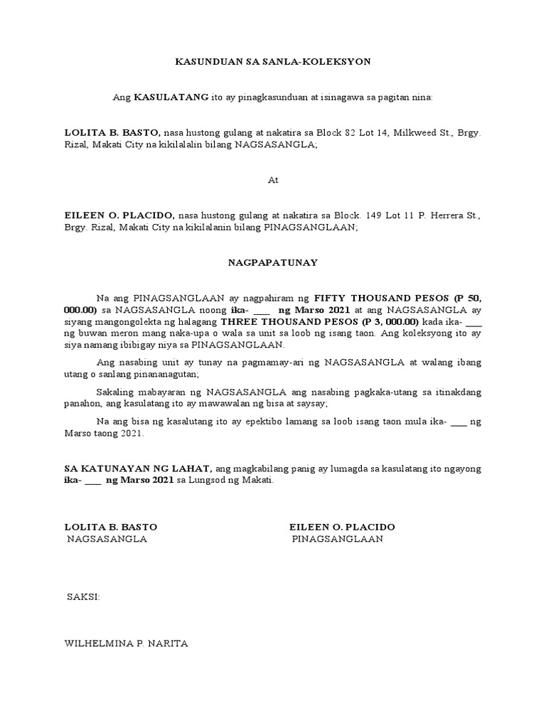 Sangla Koleksyon Contract | PDF