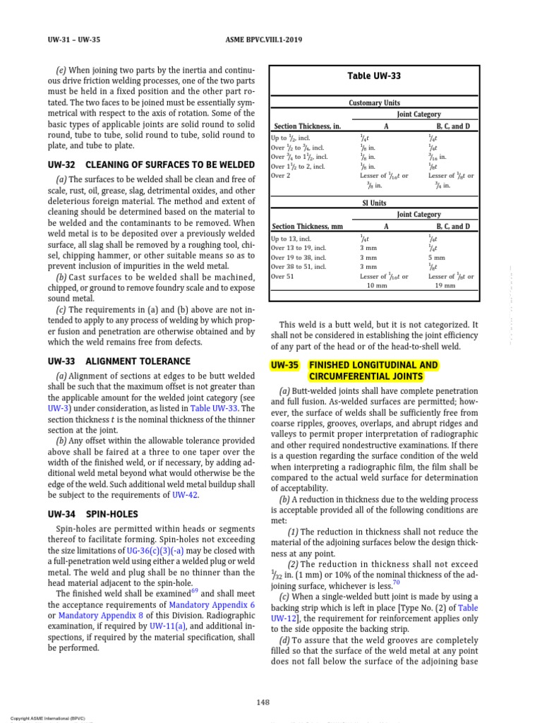 Pages de ASME VIII - DIV.1 (2019) UW-35 | PDF | Construction | Welding