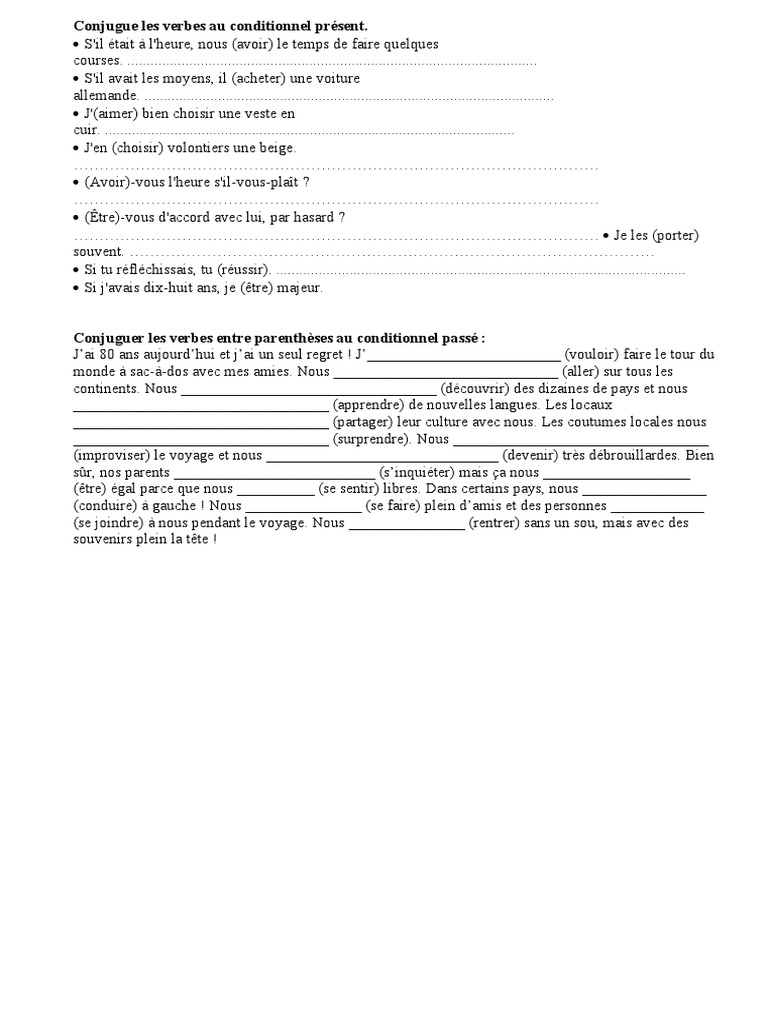 Exercices sur le conditionnel présent | PDF