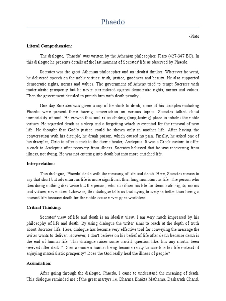 Phaedo | PDF | Socrates | Plato