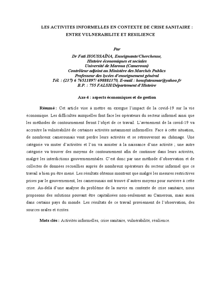 Article Ucac | PDF | Sciences sociales | Chômage