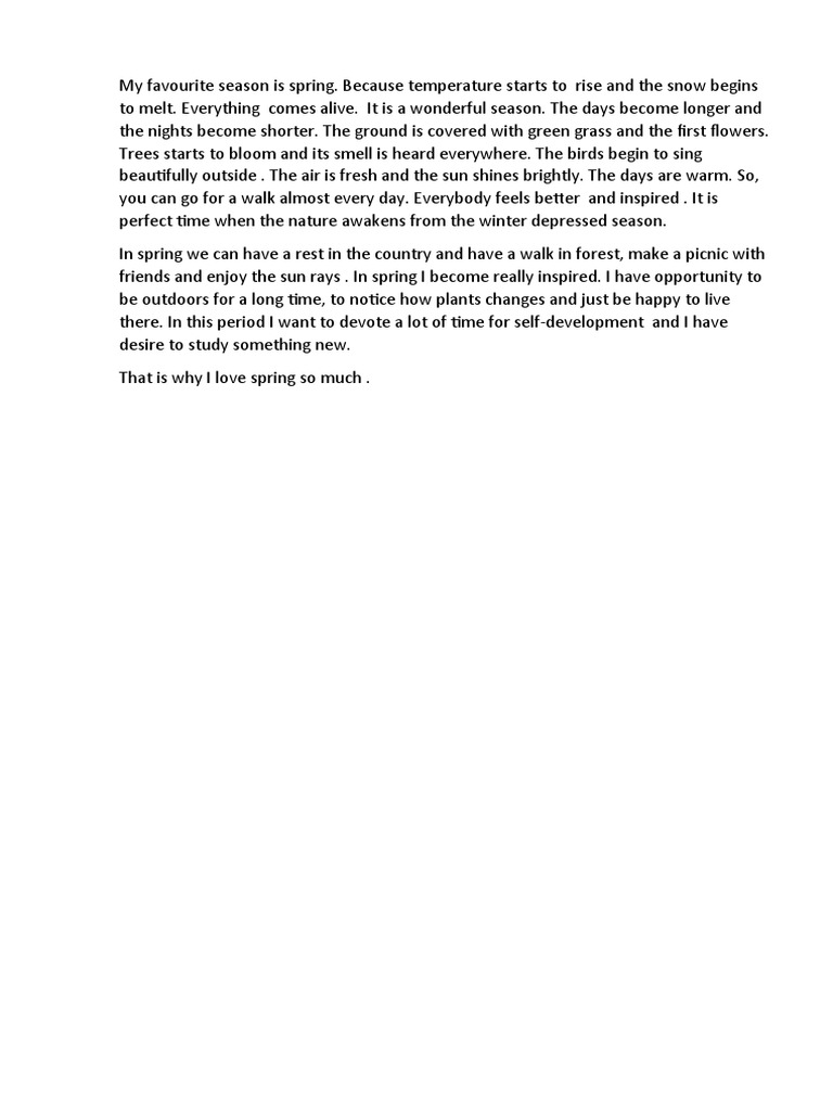 Why Spring Is My Favorite Season | PDF | Poetry