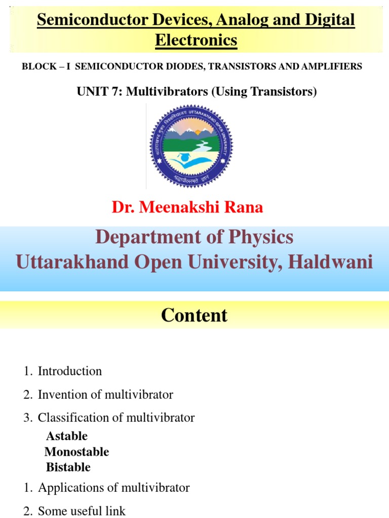 Unit 7 Multivibrator (Using Transistor) by Dr. Meenakshi Rana | PDF ...