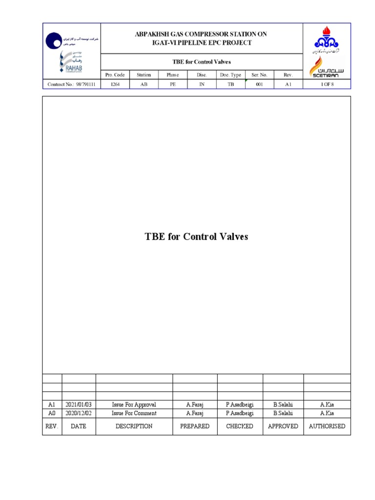 TBE For Control Valves | PDF | Valve | Specification (Technical Standard)