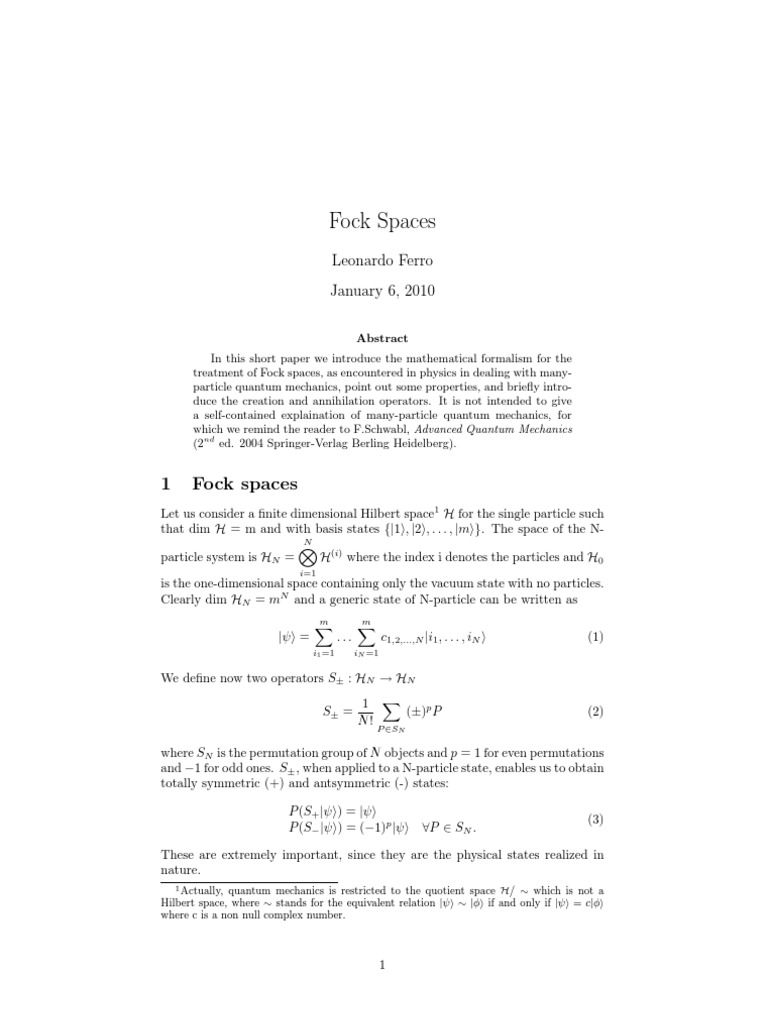 Fock | PDF | Linear Subspace | Particle Physics