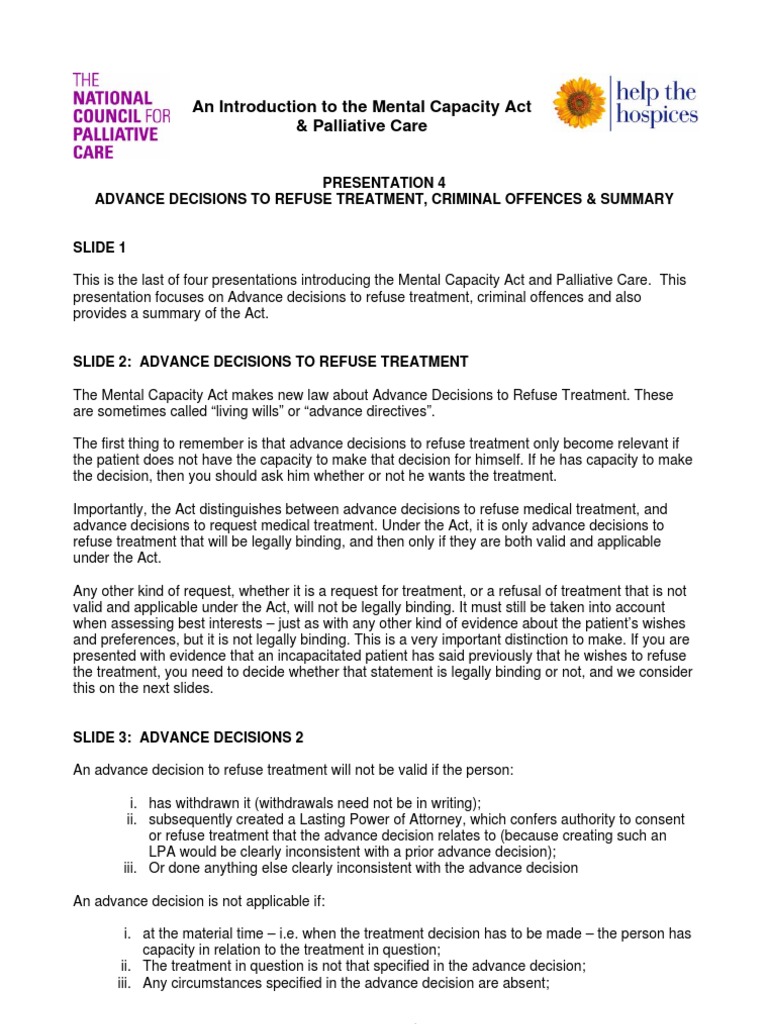 Advance Decisions to Refuse Treatment | PDF | Justice | Crime & Violence