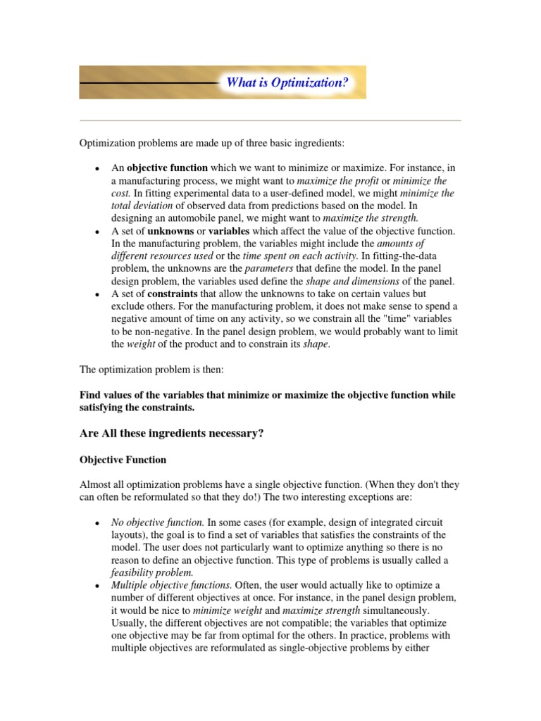 What Is Optimization | PDF | Mathematical Optimization | Loss Function