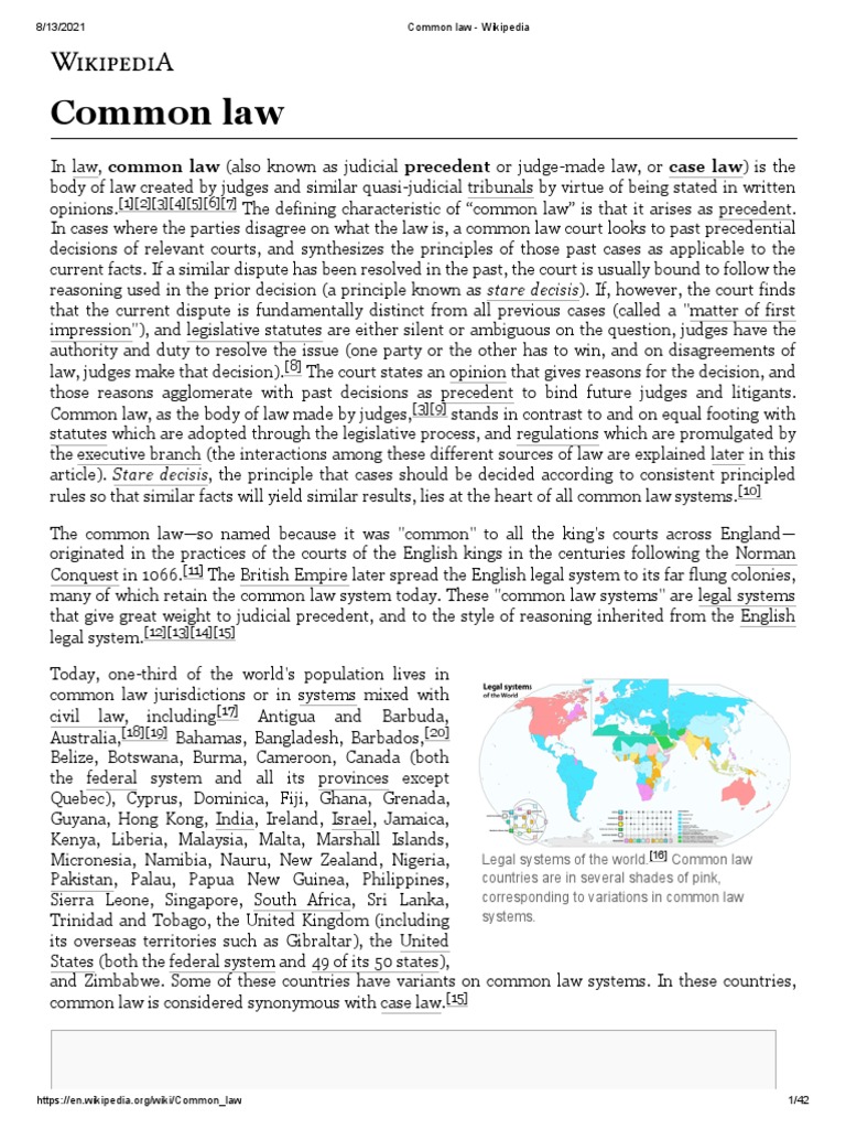 Common Law Legal System Explained | PDF | Common Law | Precedent