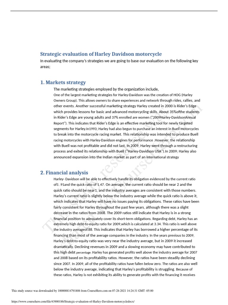 Harley-Davidson Strategic Analysis | PDF | Harley Davidson | Strategic ...