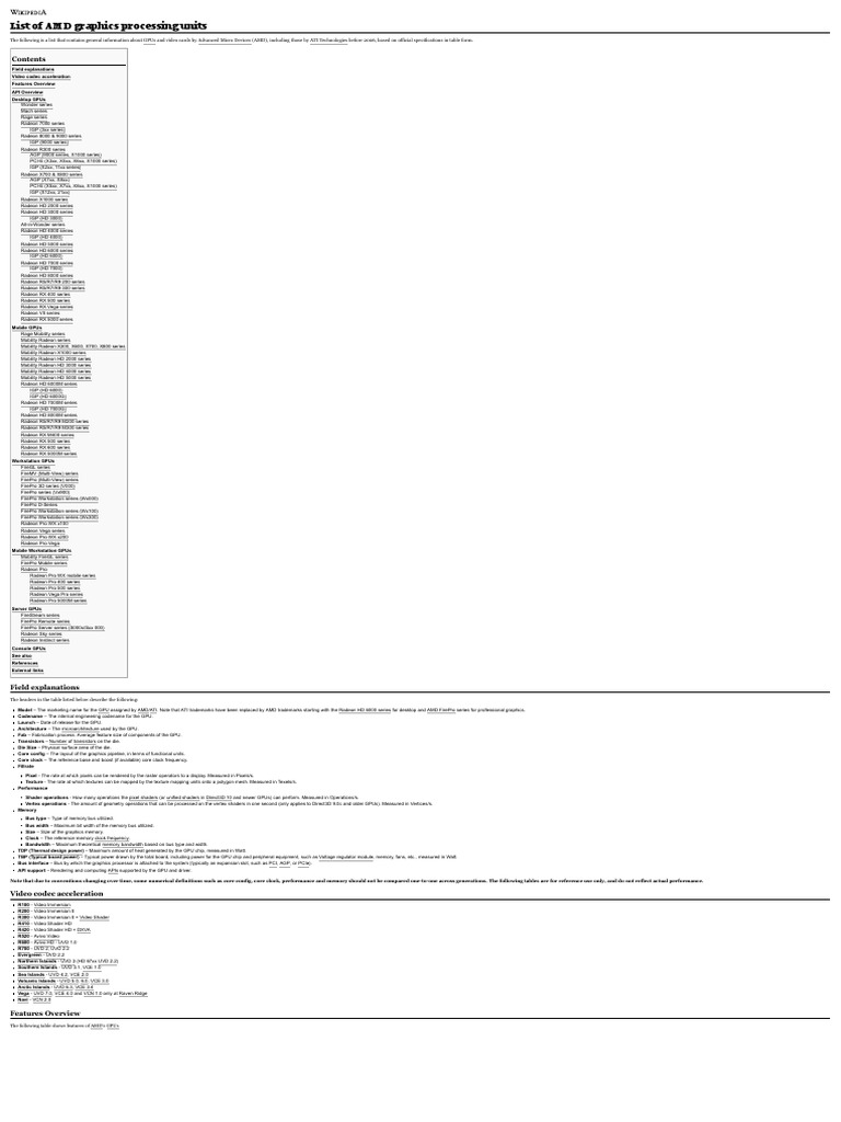 List of AMD Graphics Processing Units - Wikipedia | PDF | Graphics ...