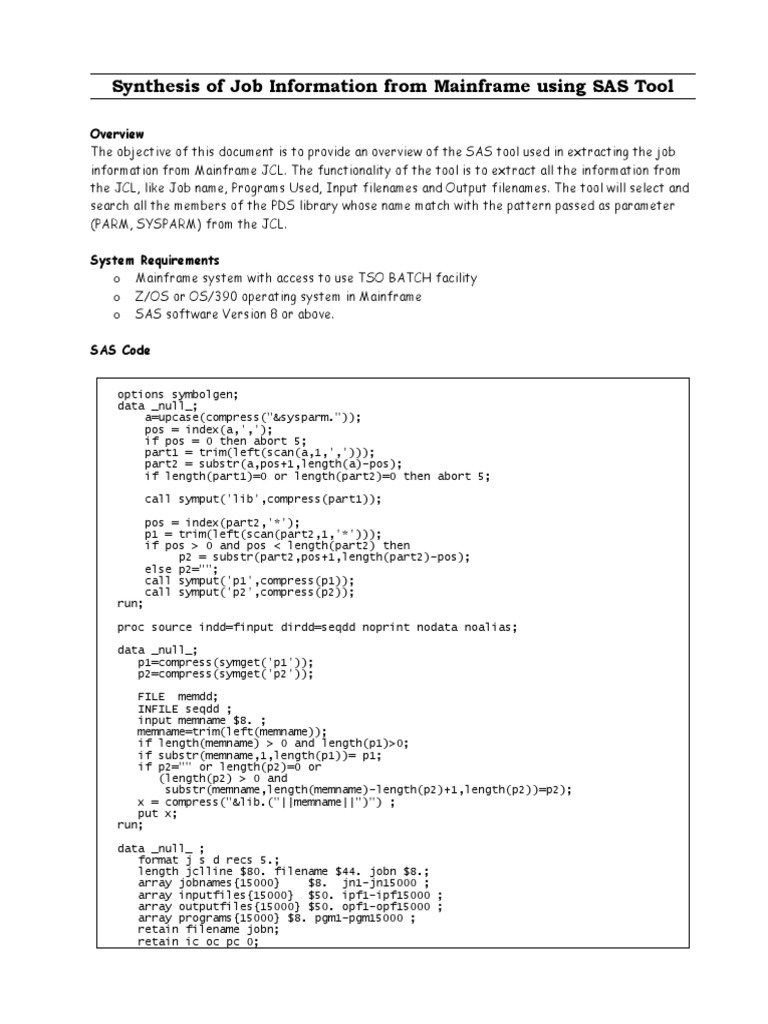 Sas Tool For Jobinfo Pdf Operating System Families Sas Software