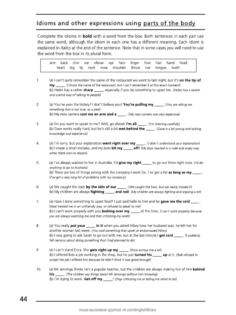 Idioms - Parts of The Body | PDF