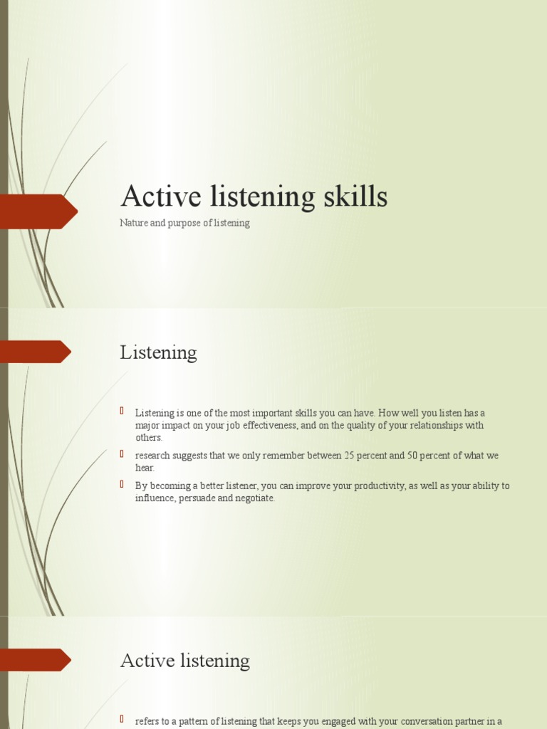 Understanding Active Listening Skills | PDF | Cognition | Human ...