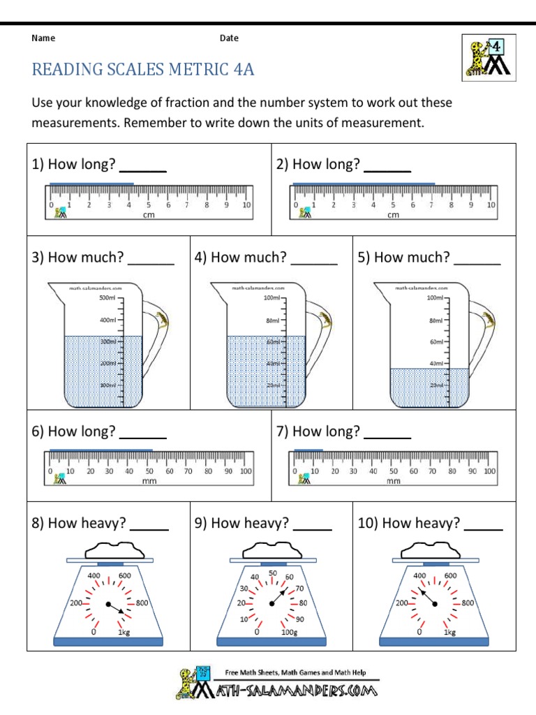 Reading Scales Metric 4a | PDF