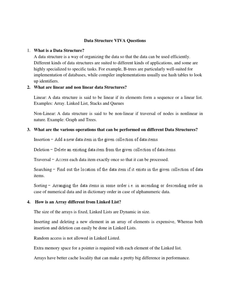 Data Structure VIVA Questions | PDF | Queue (Abstract Data Type) | Time Complexity