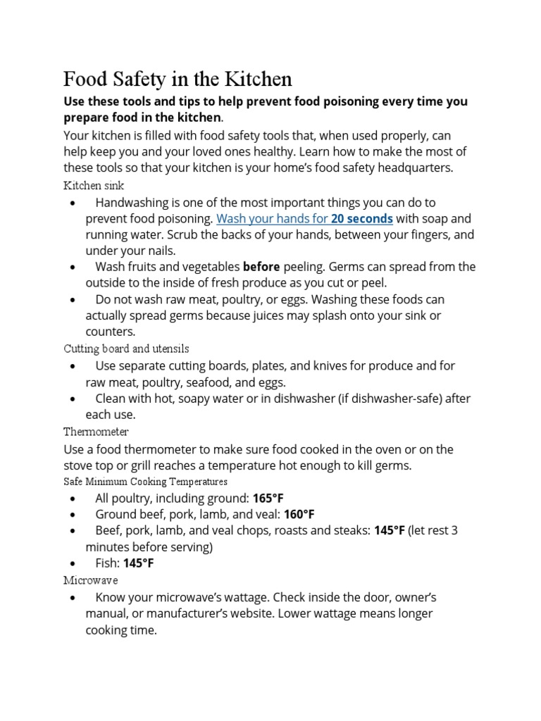 Food Safety in The Kitchen | PDF | Foods | Cooking
