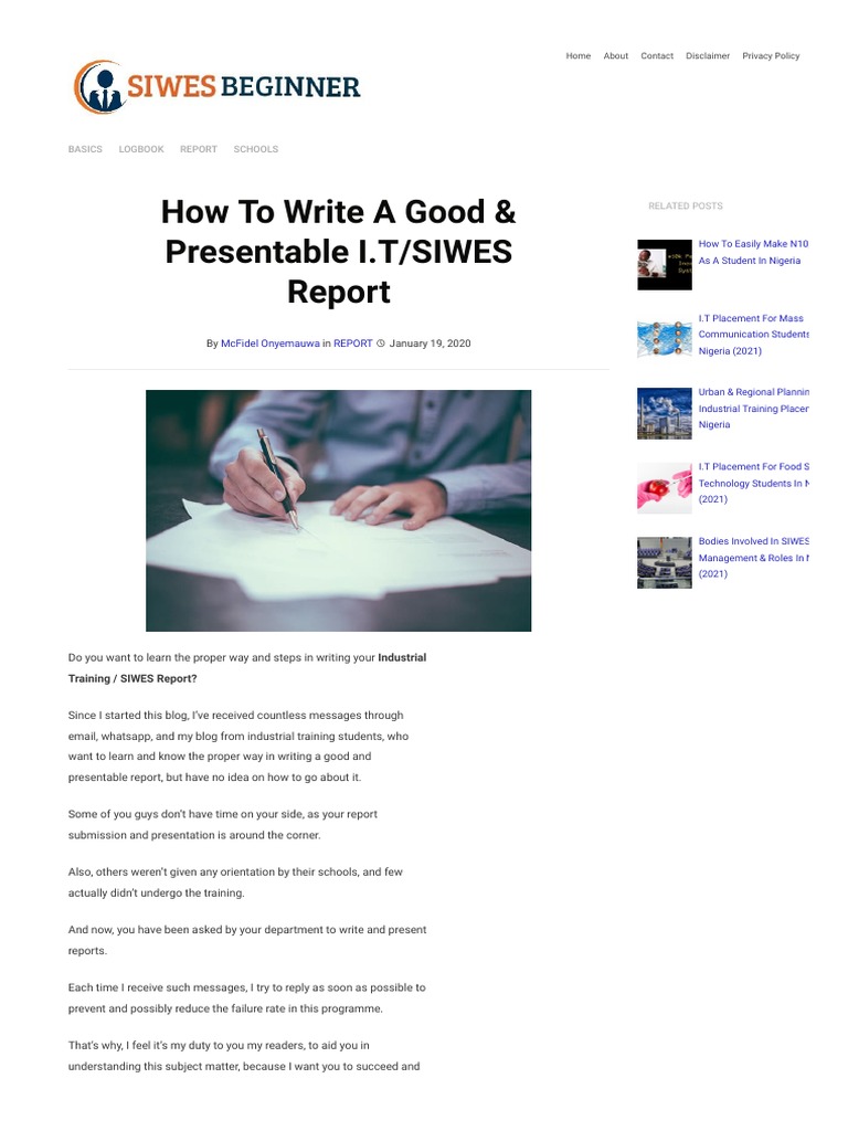 How To Write A Good & Presentable SIWES Report (2021) | PDF | American ...
