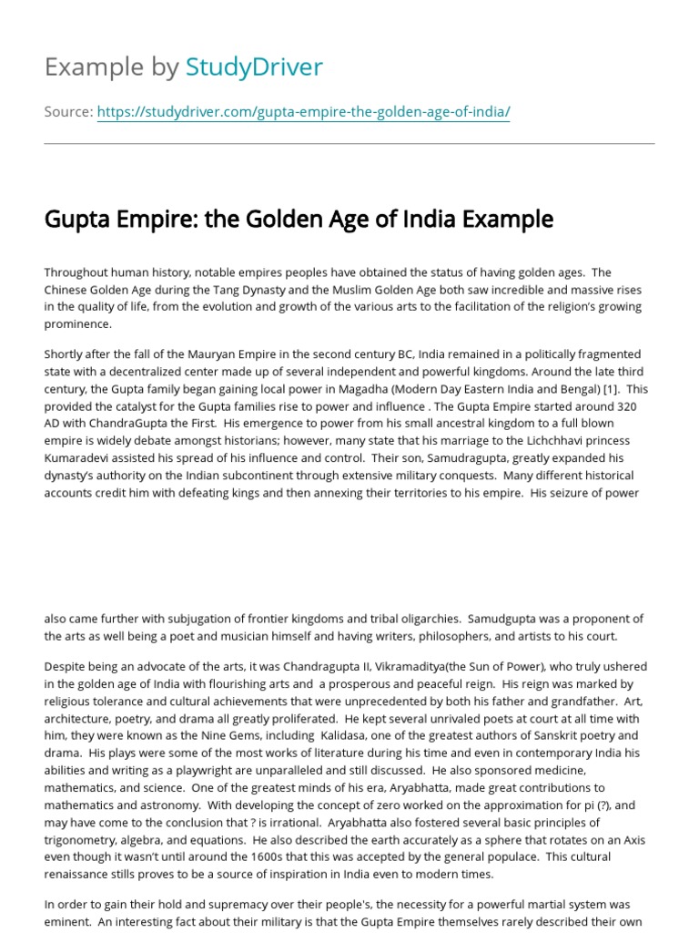Gupta Empire The Golden Age of India - Example - Doc | PDF | History