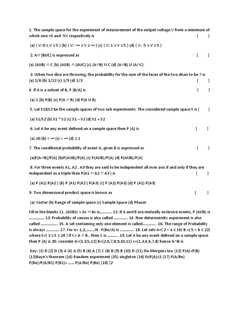 Probability and Sets Practice Problems | PDF | Probability ...