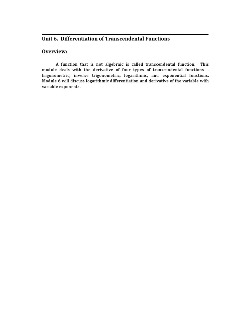 Calculus: Transcendental Derivatives | PDF | Trigonometric Functions | Sine